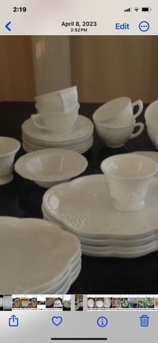 Milk Glass Dinnerware Set: Harvest / Grapes and Leaves by "Colony". 37 ...