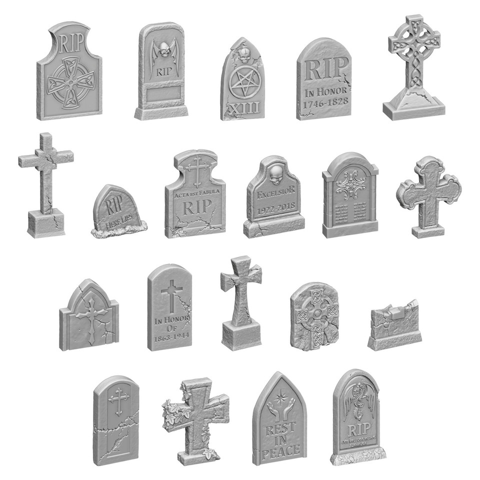20x Gravestones Plastic Set - Cemetery Model Scenery Landscape Graves ...