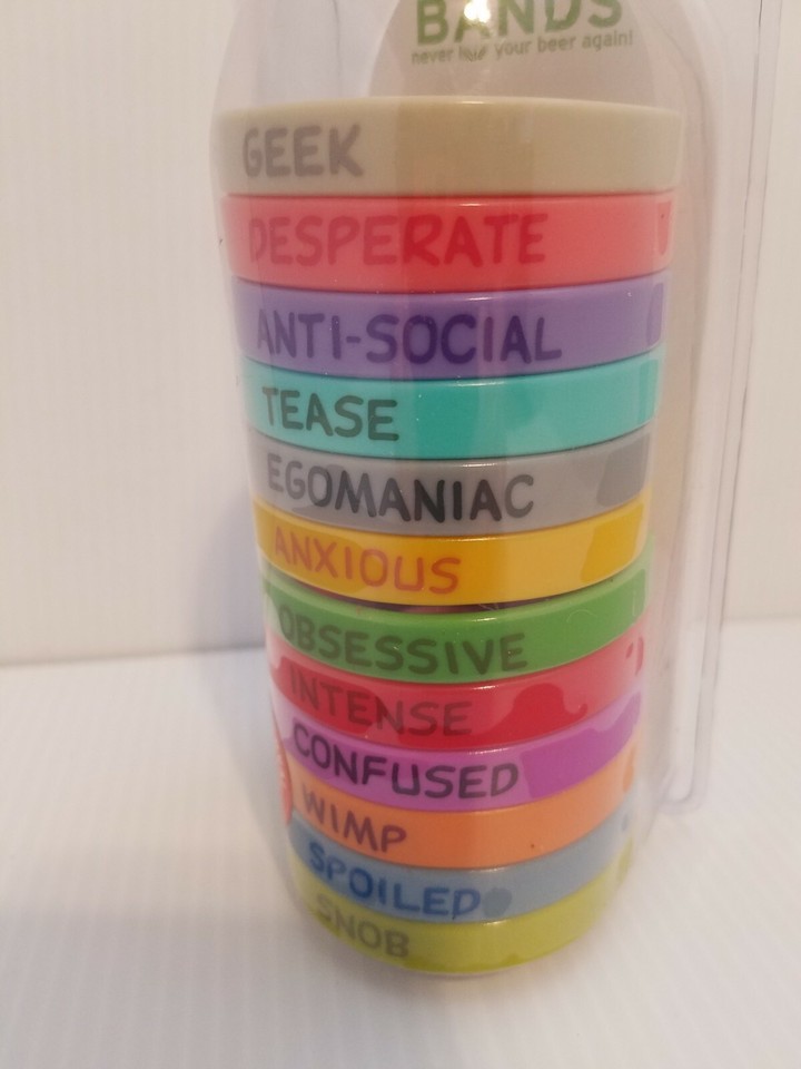 Fred Beer Bands Set 12 Personality Drink Markers Bottle or Can new FREE ...