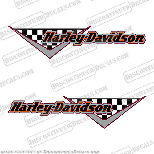 Fits Harley Davidson Checkered SILVER Gas Tank Decals (Set of 2) 2" H x ...