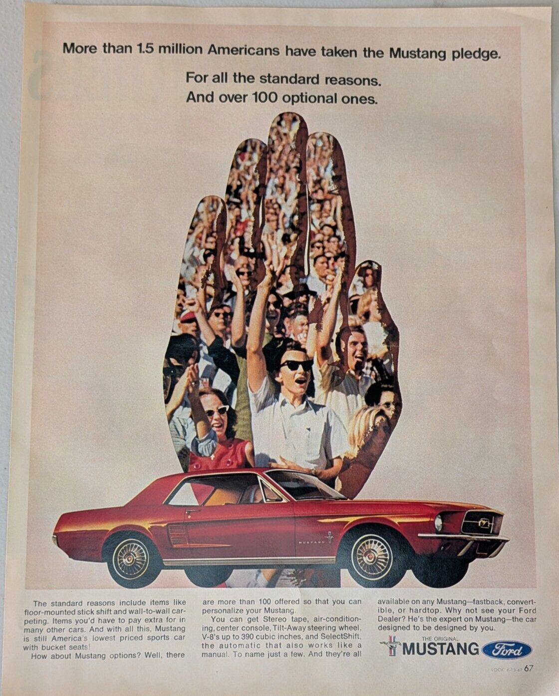 1967 Ford Vintage Print Ad Mustang Hardtop Muscle Pony Pledge V8 Sports ...