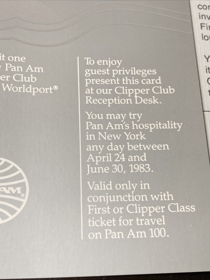 Pan Am Clipper Club Invite Re Inauguration Flight 100 London Clipper ...
