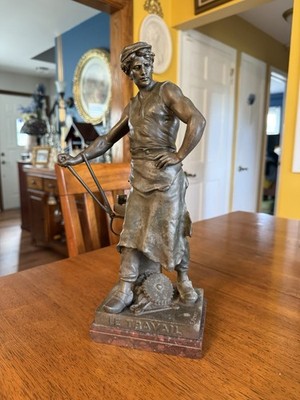 EMILE LOUIS PICAULT BLACKSMITH SCULPTURE SIGNED 13.5 Inches Le Travail ...