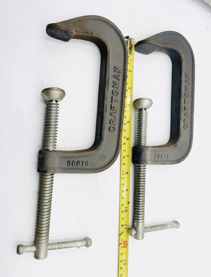 2 Vintage Craftsman 5" Malleable C Clamp Clamps Model 66675 Made in USA ...