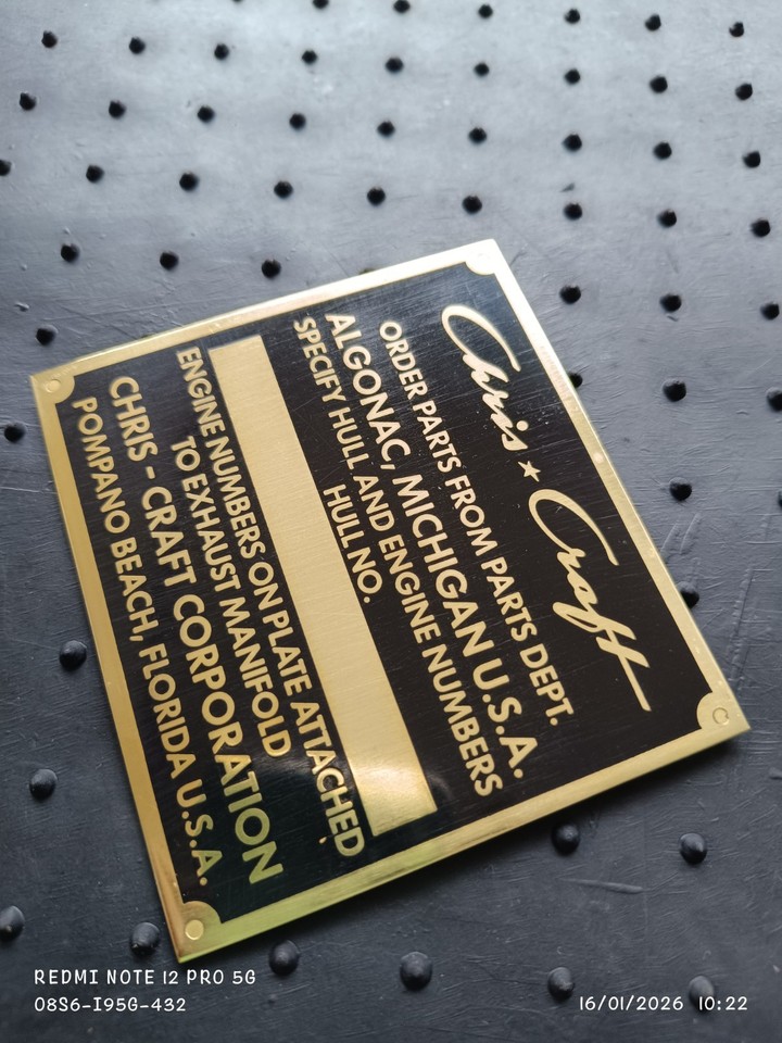 Chris Craft Hull Plate OEM NEW UNSTAMPED Antique Vintage Classic Wood ...
