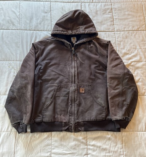 Vintage Carhartt J130 DKB Dark Brown Hooded Jacket Size XL | eBay