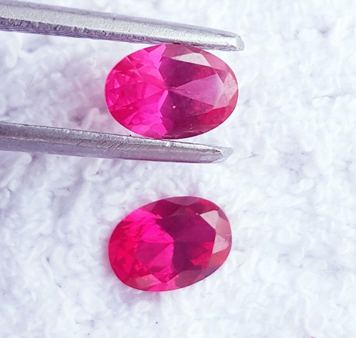 Natural Ruby Loose Gemstone Approx. 5x7 mm Oval Shape 2 Pcs With Free ...