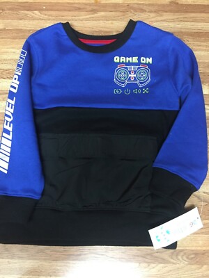 365 Kids Boy's SIZE 4 Long Sleeve Blue. BLACK T-shirt Garanimals GAME ...