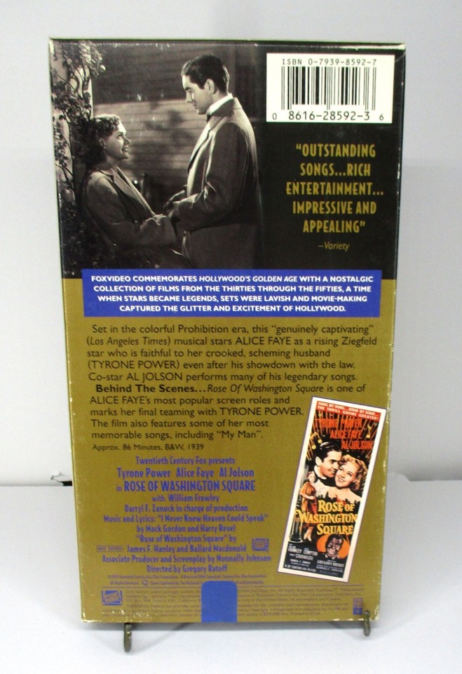 Rose of Washington Square (VHS, 1994, Hollywood's Golden Age) Al Jolson ...