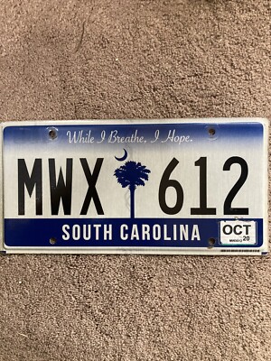 2020 South Carolina License Plate - MWX 612 - Nice! | eBay