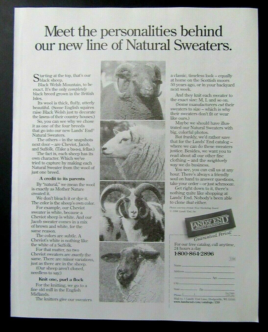 1998 LANDS END Ad - Meet the personalities behind our New Sweaters. | eBay