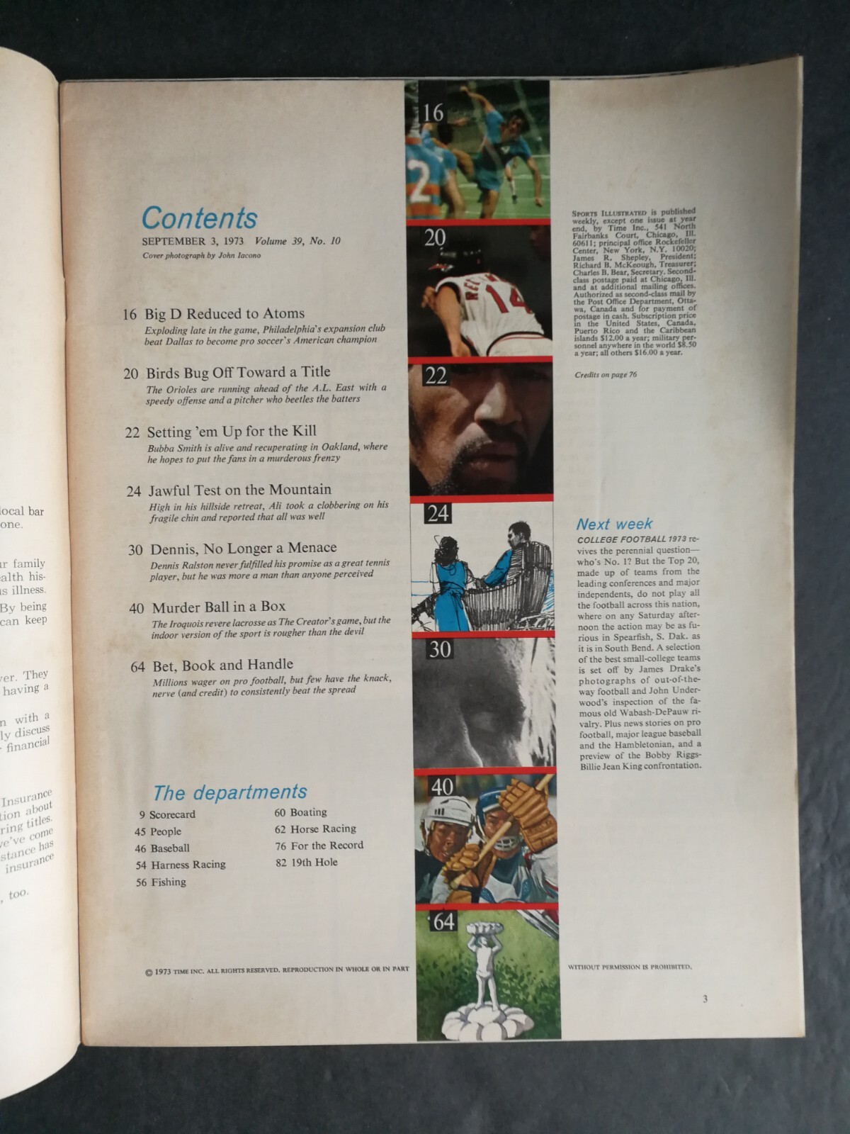 Sports Illustrated September 3, 1973 Bob Rigby MLS Soccer - Bubba Smith ...