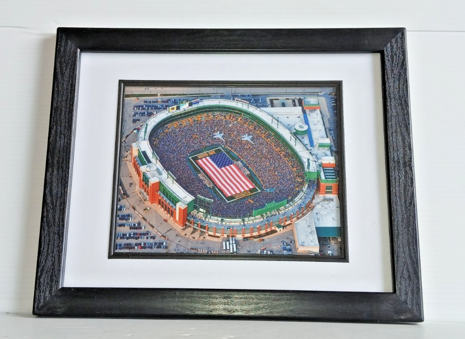 Framed Green Bay Packers Lambeau Field National Anthem Flyover Aerial ...