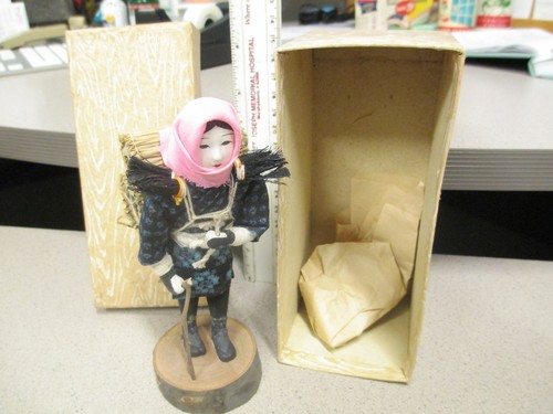 Chinese Japanese doll 1960s MEYA charcoal backpack wood Nishimeya BOX ...