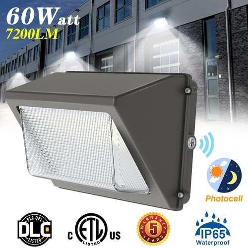 60W LED Wall Pack Light 7200LM Commercial Outdoor Security Light With ...