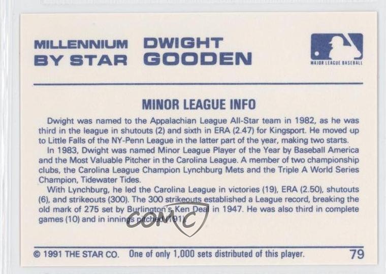 1991 Star Millennium /1000 Dwight Gooden #79 | eBay