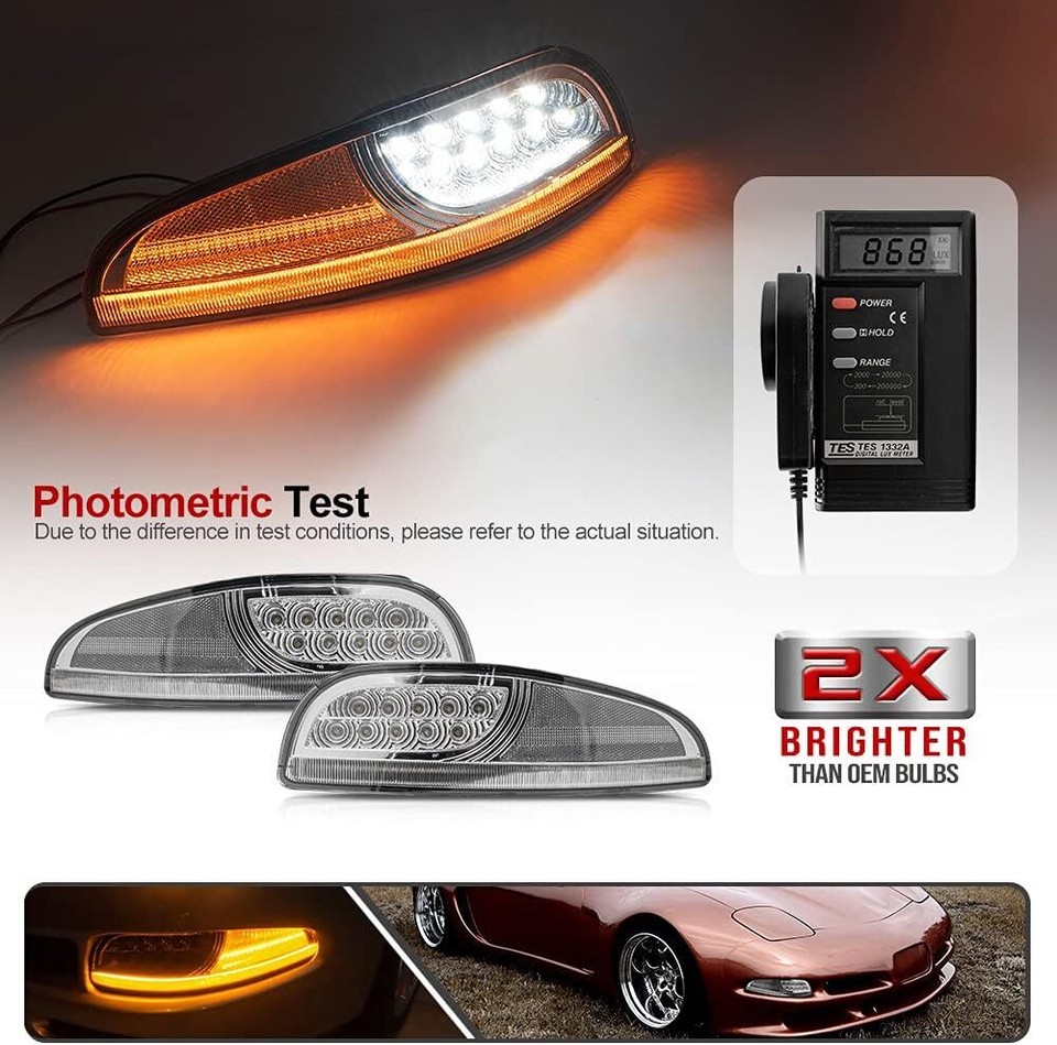 Sequential Clear LED Front Turn Signal Light Corner For 97-04 Chevy ...