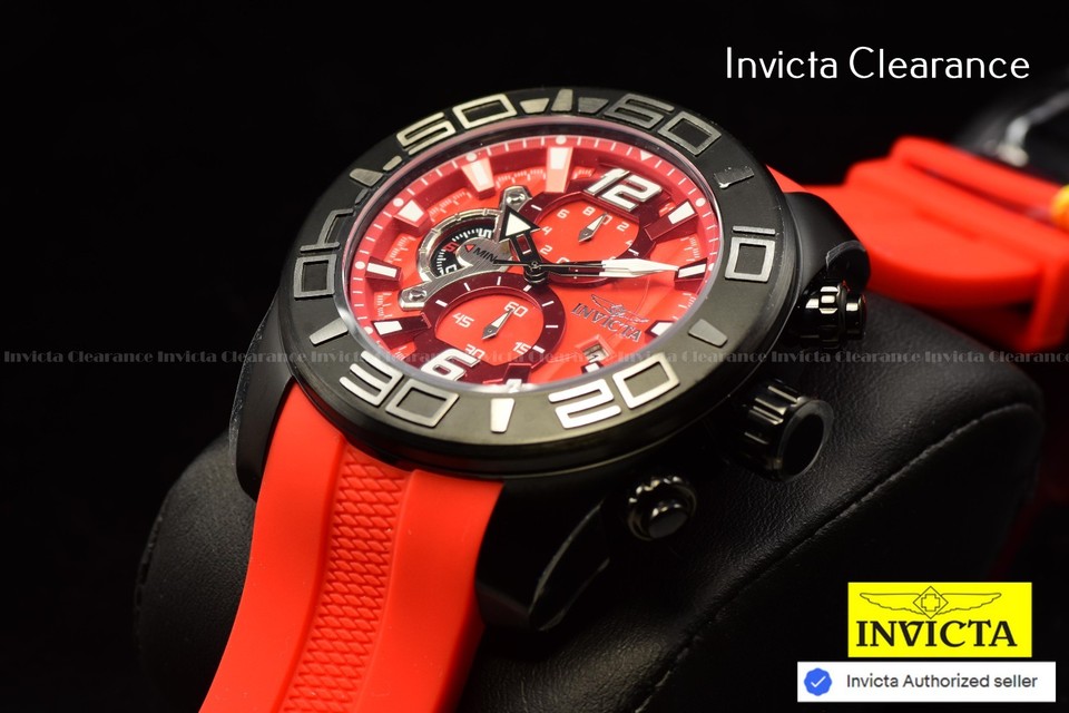 Invicta Pro Diver Men's Chrono Red Dial Red Tone Strap SS Watch - 50mm ...