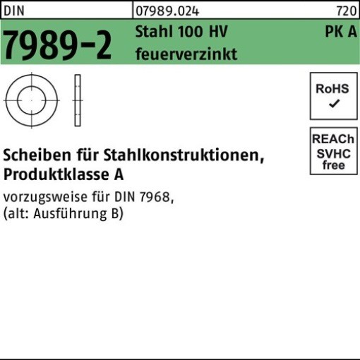 100er PACK(Stk) 007989002020160000 Unterlegscheibe DIN 7989-2 16/17,5x ...