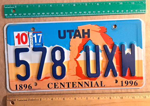 License Plate, Utah, 1996, Arches Centennial, Passenger, 578 UXW | eBay