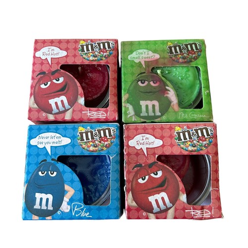 M&M Candles Set Of 4, Different Scents, Melted, (See Pictures) Glass 3.5oz | eBay