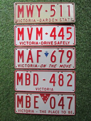 Australia Victoria State Government Different Slogan Number Plates X 5 ...