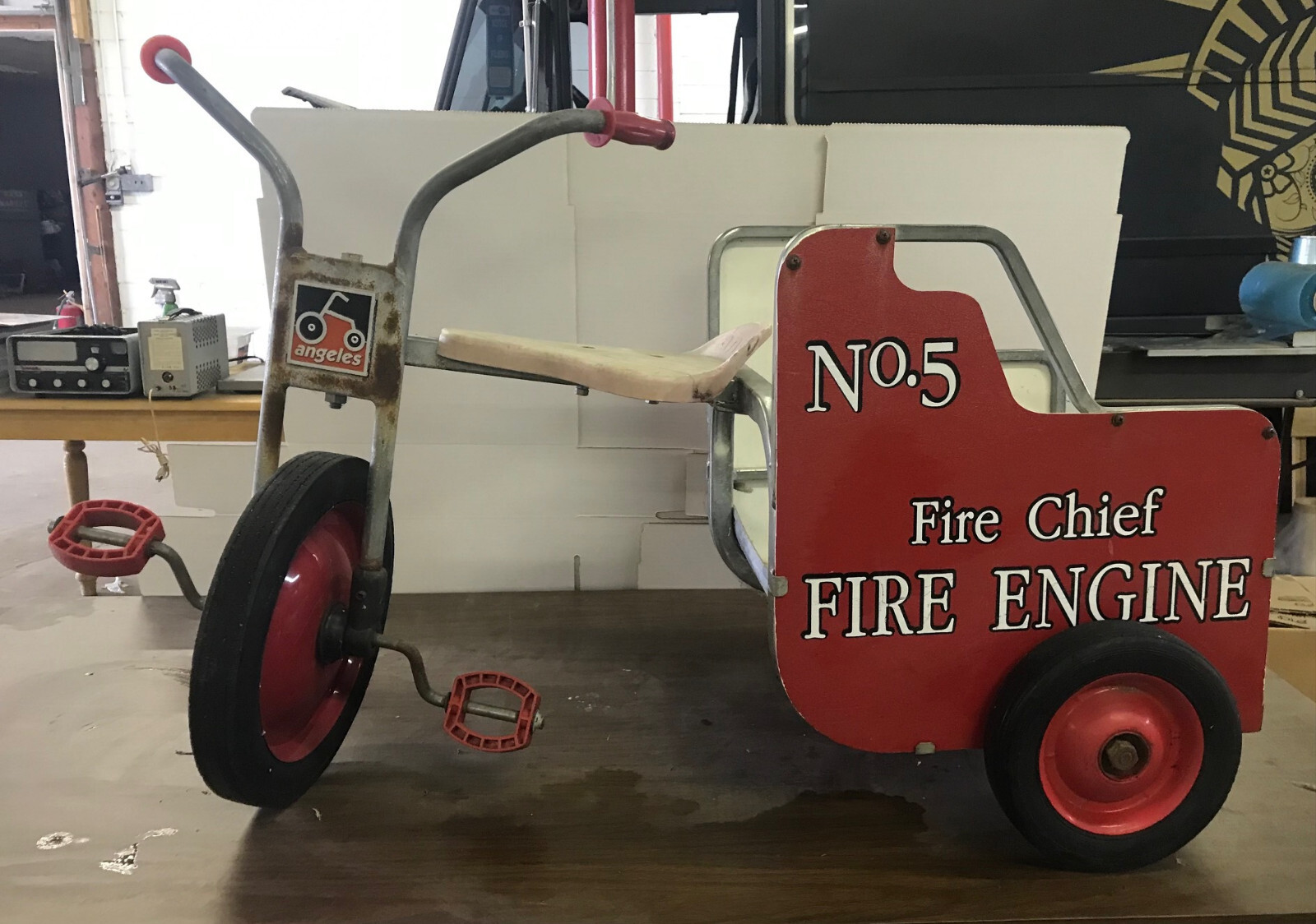 Vintage Child's Silver Rider Angeles Fire Chief No. 5 Fire Engine ...