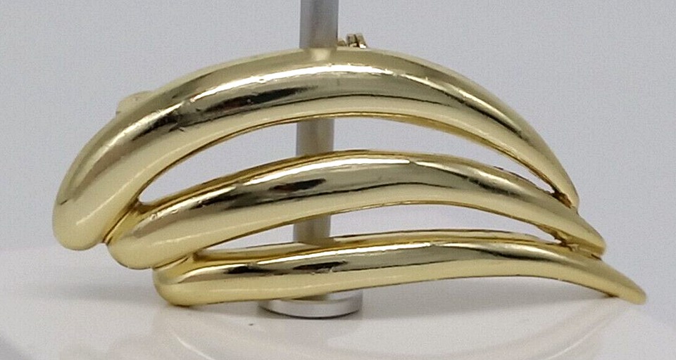 Piscitelli Brooch Pin MCM Modernist Waves Gold Tone Metal Retro Vintage ...