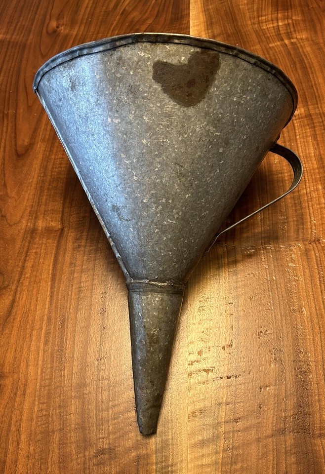 Old Vintage Large Galvanized Metal Funnel - Screened - Fluted ...