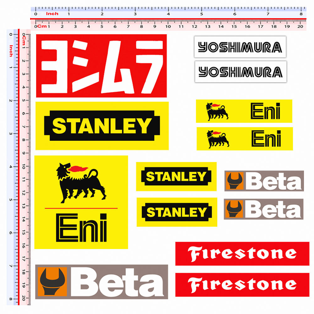 Beta stanley yoshimura firestone eni adesivi sticker sponsor print pvc ...