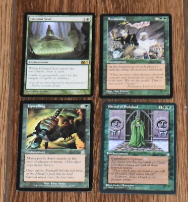 4x Rare Green MTG Enchantment Ground Seal Awakening Upwelling, Ritual ...