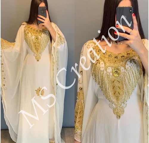 SALE!! New White Wedding Dress African Attire Kaftan Arabian Plus Size ...
