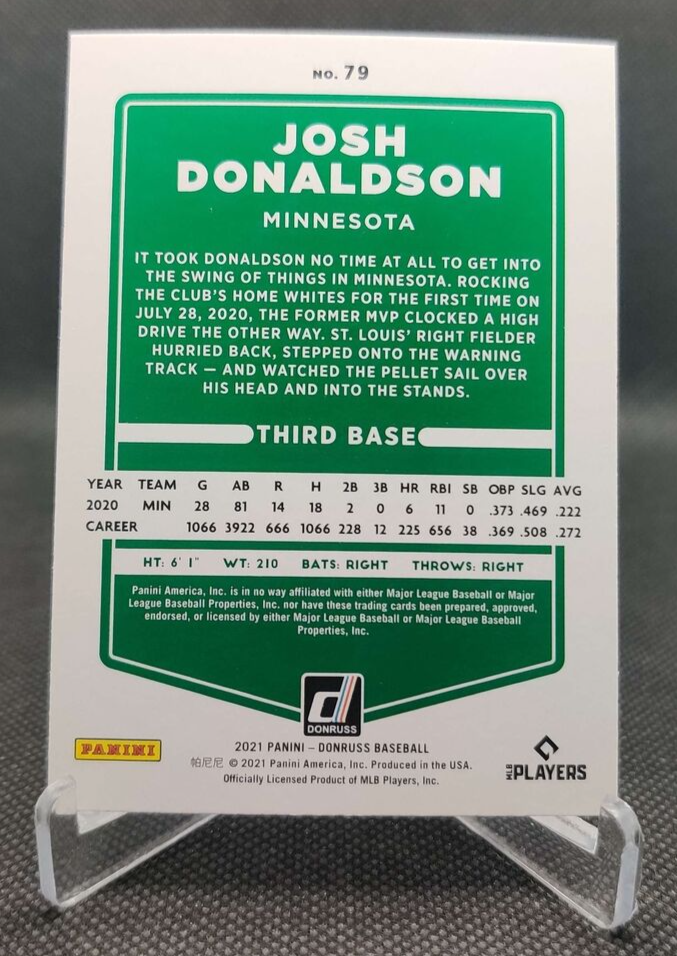 2021 Donruss #79 Josh Donaldson Minnesota Twins Holo Orange baseball ...