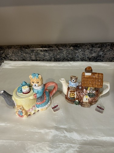 TEA Née Teapots By CARDINAL Collectibles Set Of 2 With Bears And Lions ...