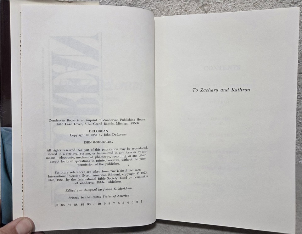 SIGNED First Edition DeLorean by John Z. DeLorean HC Book 1985 DJ Back ...