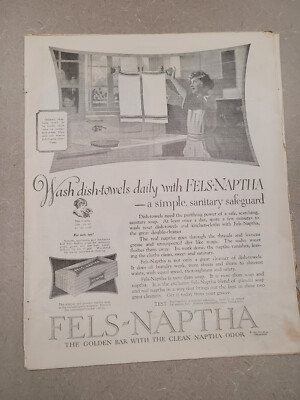 1923 VTG Orig Magazine Ad Fels-Naptha Soap Bar Wash Dish Towels Daily ...