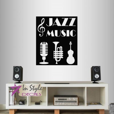 Wall Vinyl Decal Jazz Music Musical Instruments Musician Sticker Home ...