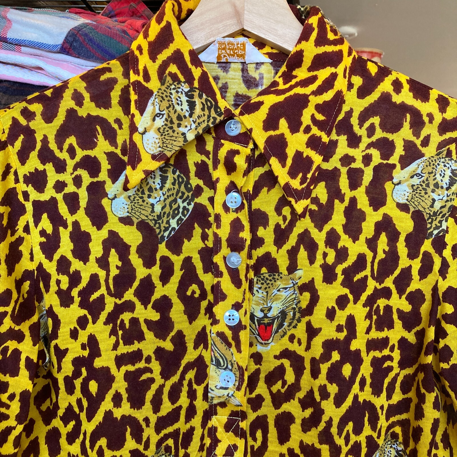 Vintage 1970s Cheetah Print Blouse Andrew St. John Ma… - Gem