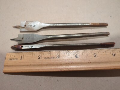4 Vintage Irwin Speed or Wood Boring Bits spade 1/4" 3/8" 5/8" 3/4 ...