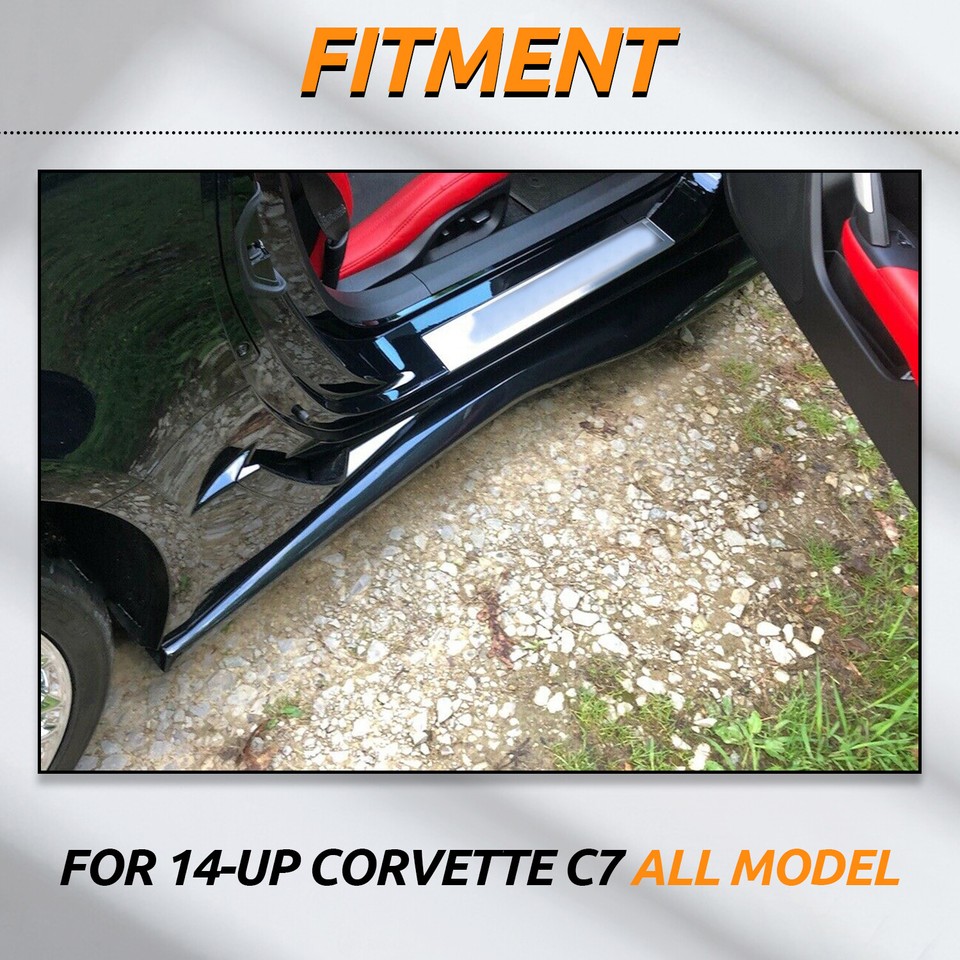 For 14-Up Corvette C7 Stingray Z06 Z07 Side Skirt Rocker Panels Kit ...