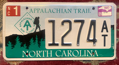 NORTH CAROLINA APPALACHIAN TRAIL SPECIALTY LICENSE PLATE AUTO TAG N.C ...