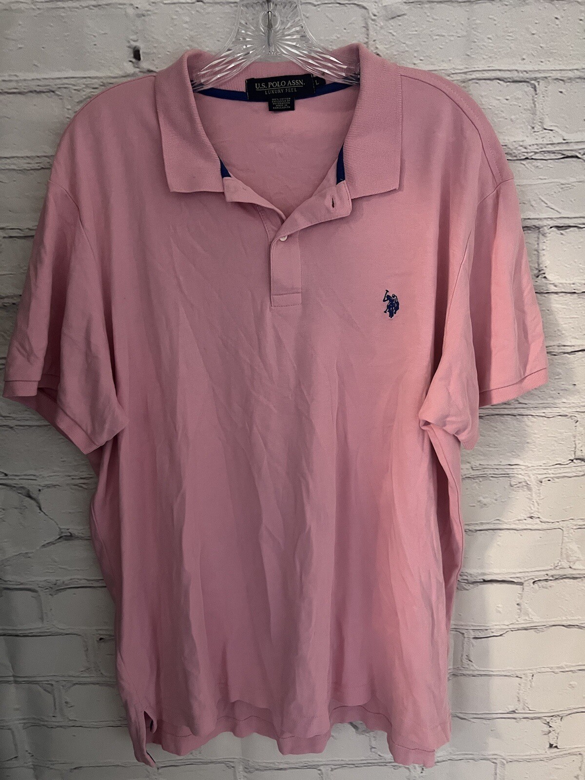 US Polo Assn LUXURY FEEL Pink Polo 100% Cotton Men's Size L/XL | eBay