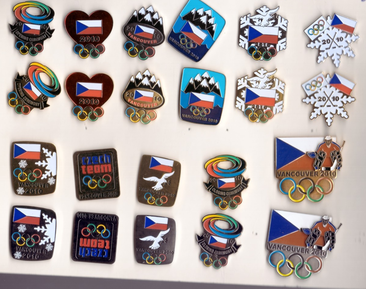 Vancouver 2010 Olympics pins: unofficial Czech Team - silvery & golden ...