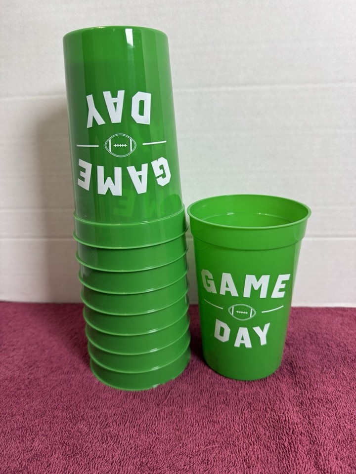 Game Day Cups 12 Oz. Green Game Day Lot Of 9 | eBay
