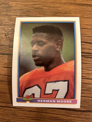 1991 Bowman Football Card #158 Herman Moore RC Rookie NM+ Free Shipping ...