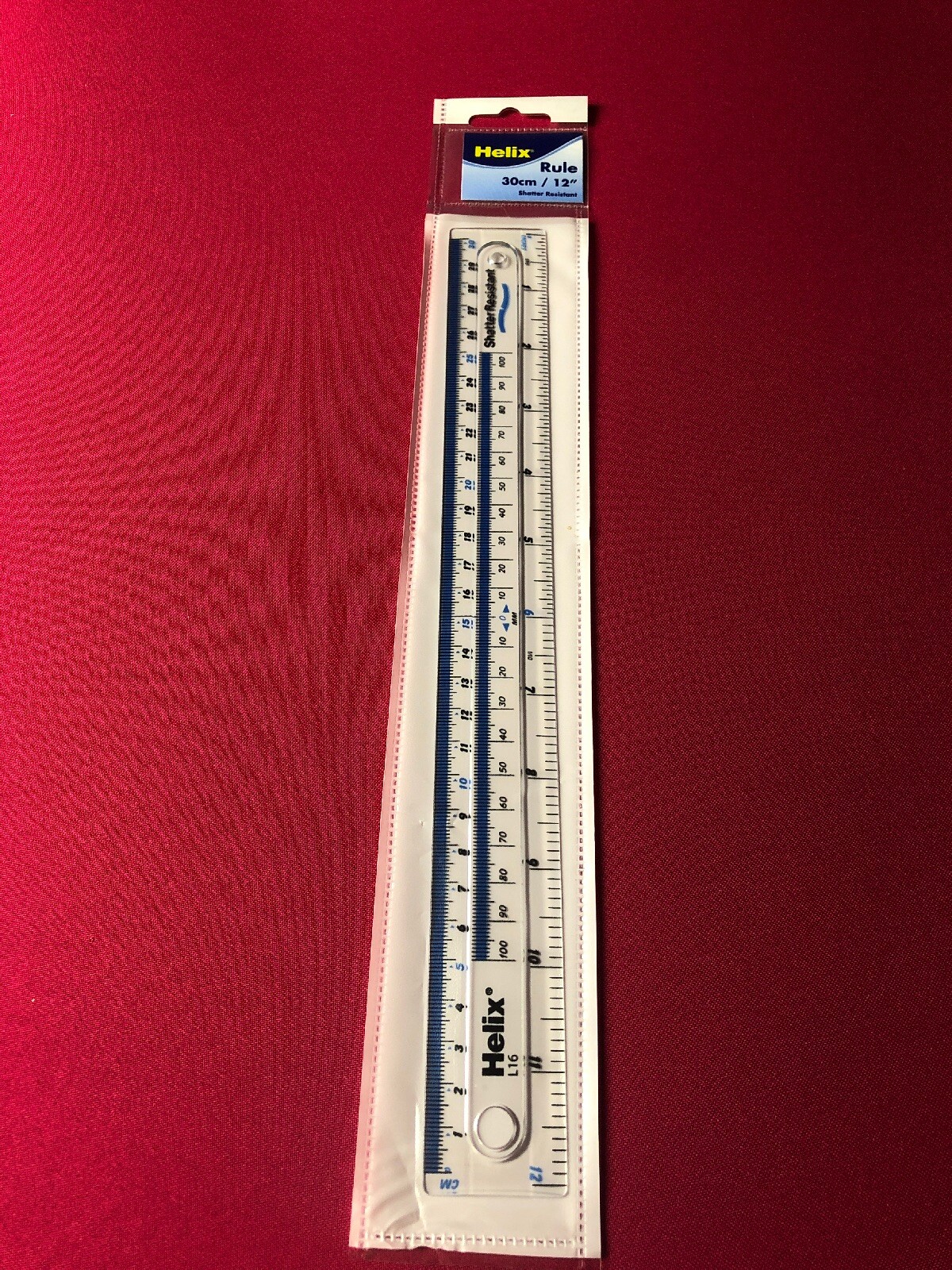 Helix 30cm 12" Inch Plastic Shatter Resistant Rule L16 Blue Strip Ruler ...