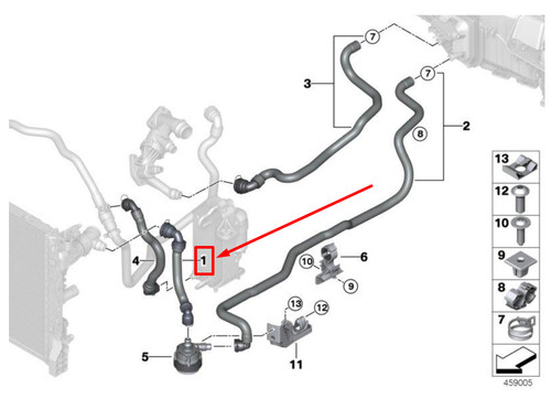 2017-2020 BMW 5 G30 Coolant Hose 9317614 64219317614 Original | Genuine OEM