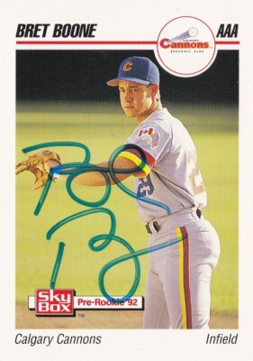 Bret Boone Signed 1992 SkyBox Card #24 Seattle Mariners Calgary Cannons ...