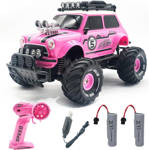 Remote Control Car, Pink RC Truck with Two Rechargeable Batteries, Toys ...
