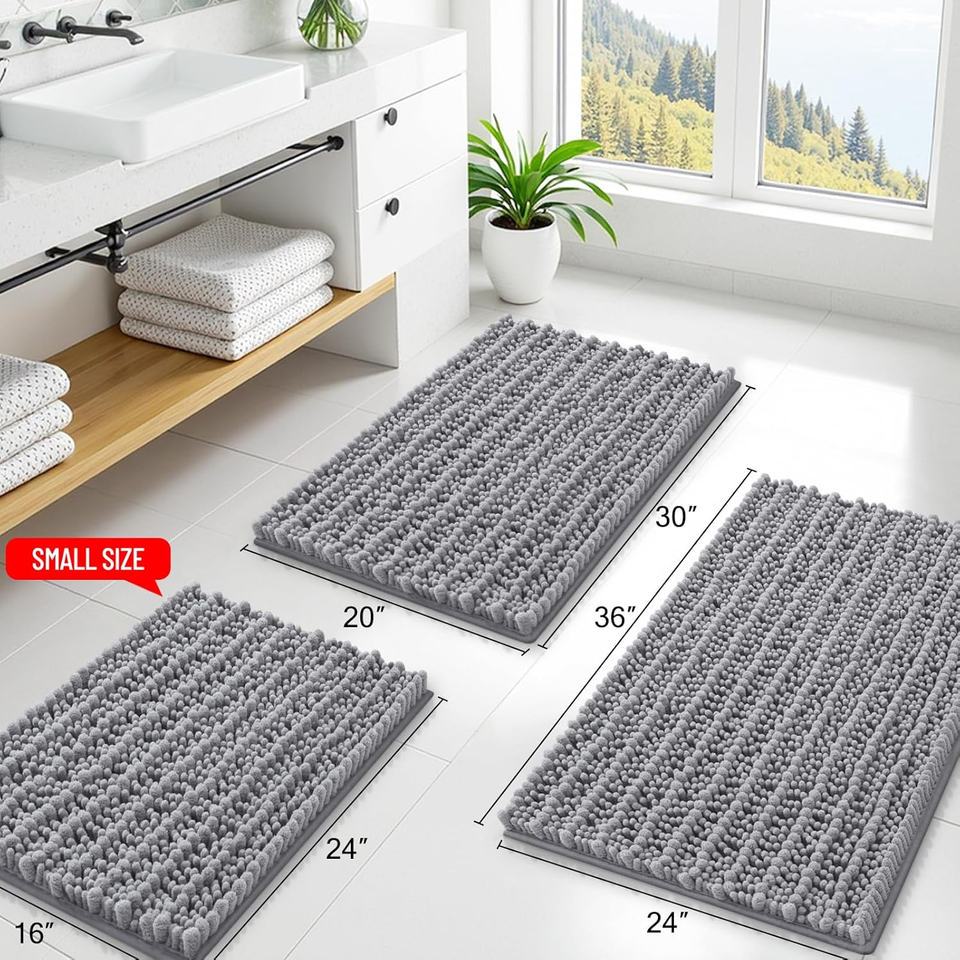 Bathroom Rugs Mat 30x20, Extra Soft Absorbent Chenille Bath Rugs, Non ...